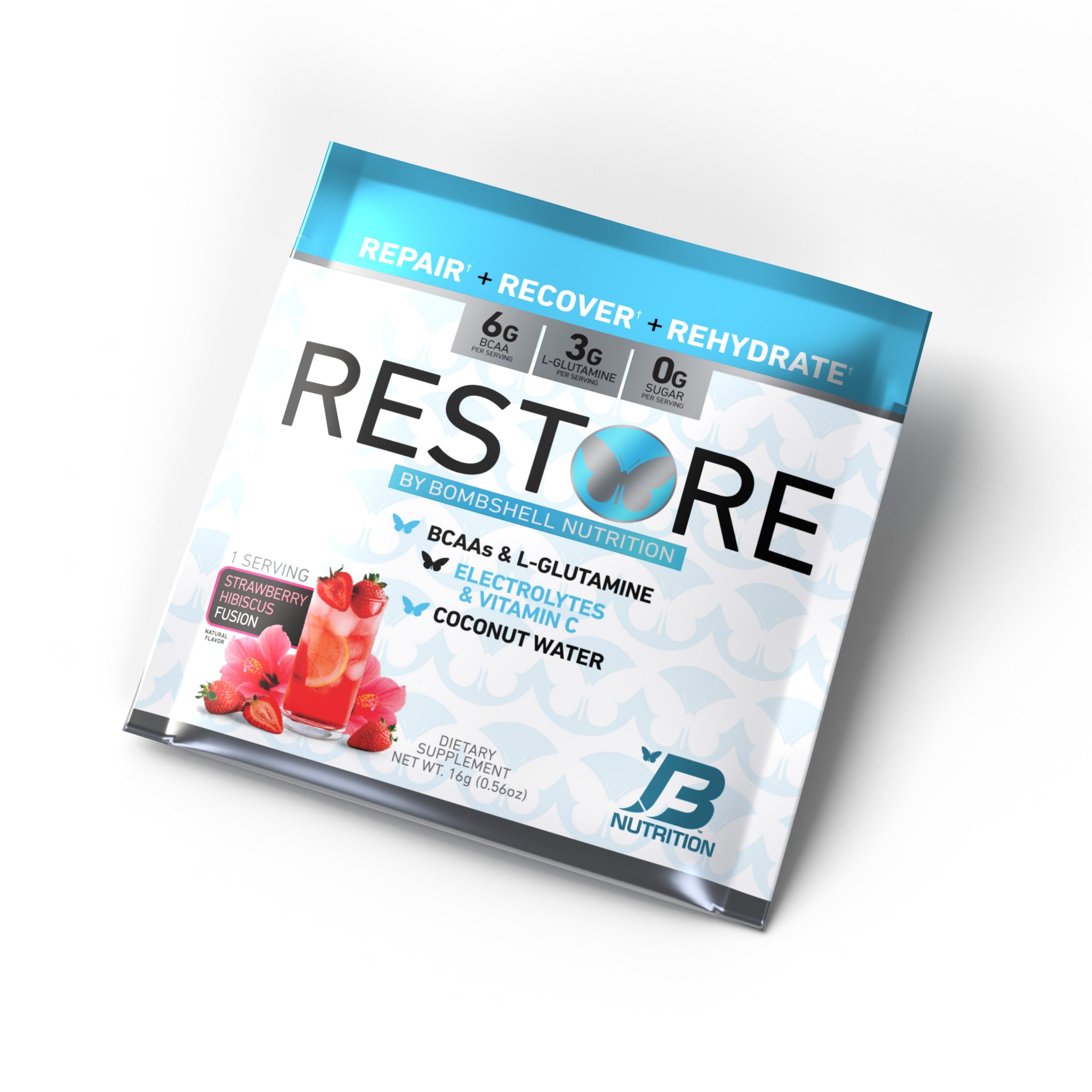 RESTORE SINGLE SERVING - Strawberry Hibiscus Fusion - Bombshell Nutrition